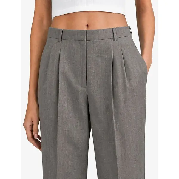 The Kooples Wide Mid-rise Wool-blend Trousers