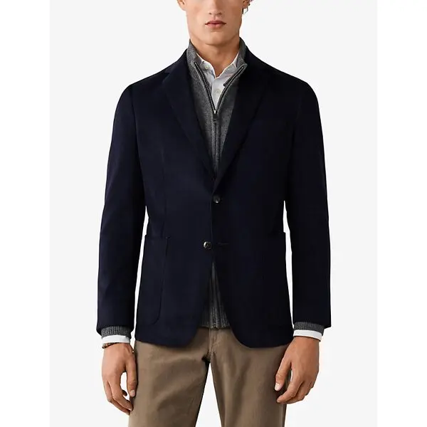 HACKETT  Notch-lapel Brushed-texture Cotton-twill Blazer