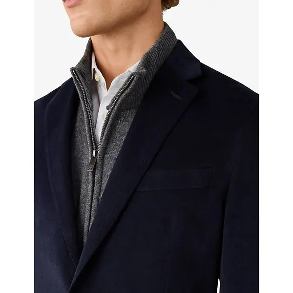 HACKETT  Notch-lapel Brushed-texture Cotton-twill Blazer