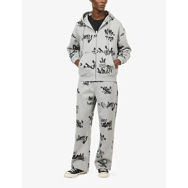 AVIREX Graffiti-print Wide-leg Cotton-blend Jogging Bottoms