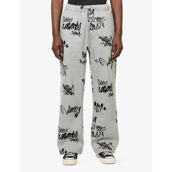 AVIREX Graffiti-print Wide-leg Cotton-blend Jogging Bottoms