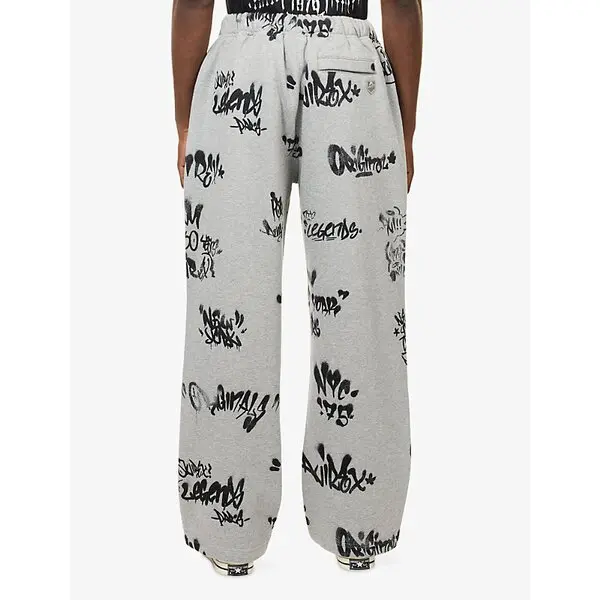 AVIREX Graffiti-print Wide-leg Cotton-blend Jogging Bottoms