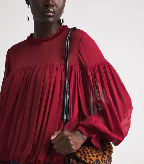Ulla Johnson Silk Gathered Pearl Blouse