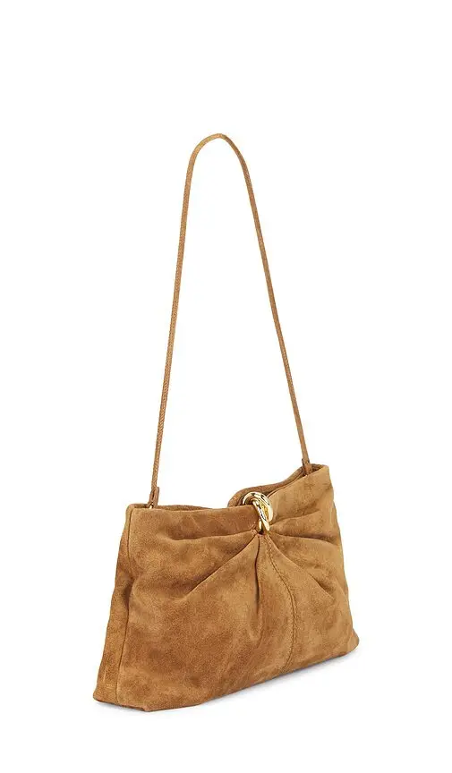LOEFFLER RANDALL Toffee Split Suede With Gold Hardware Clutch