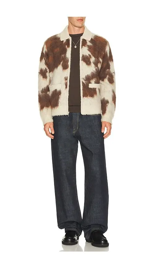 Obey Cow Pattern Zip Sweater