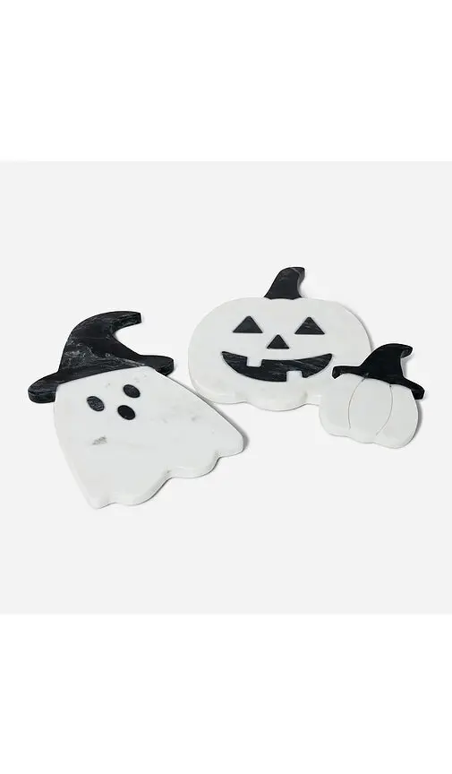 POPPY LANE Ghost With Witch Hat Marble Charcuterie Board