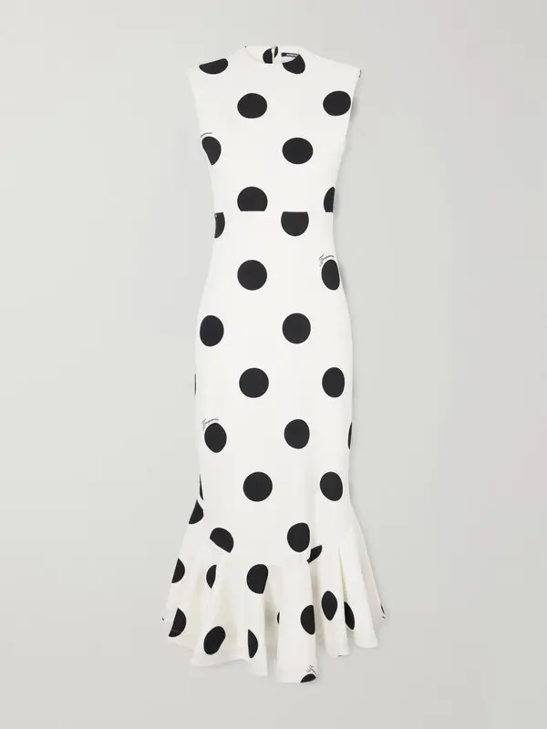 Jacquemus Palmier Pois Open-back Polka-dot Crepe-jersey Midi Dress - Multi