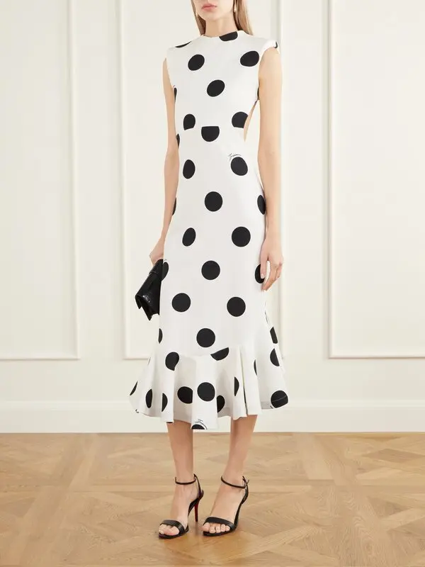 Jacquemus Palmier Pois Open-back Polka-dot Crepe-jersey Midi Dress