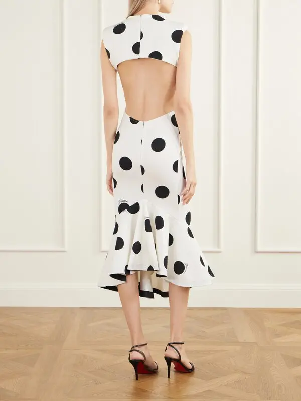 Jacquemus Palmier Pois Open-back Polka-dot Crepe-jersey Midi Dress