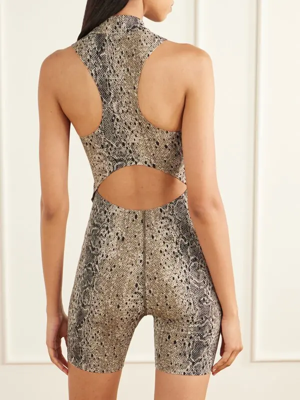 On Zendaya Train Volt Half-zip Snake-print Recycled Stretch-jersey Playsuit