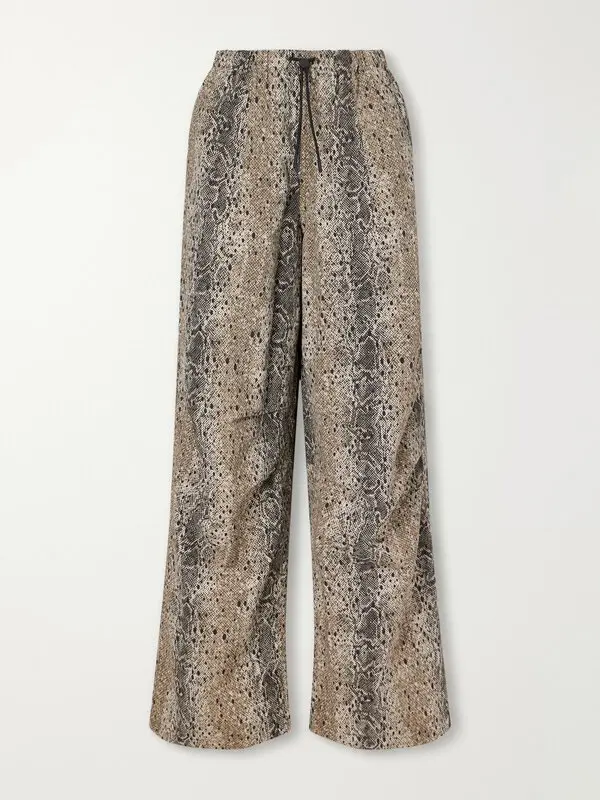 On Zendaya Snake-print Shell Wide-leg Pants