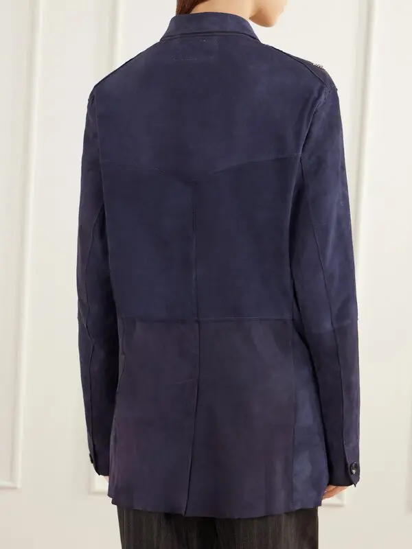 KARTIK RESEARCH Bead-embellished Paneled Suede Blazer