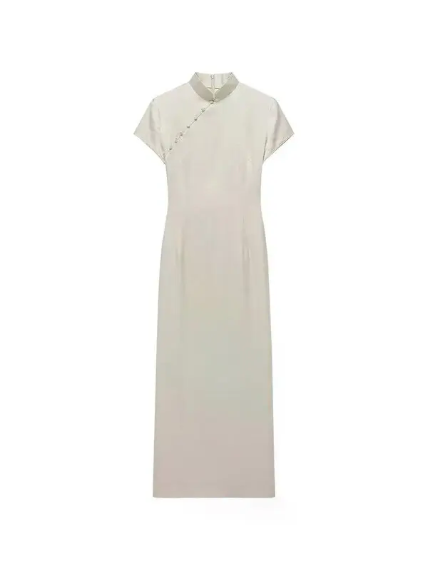 Shanghai Tang Qipao Maxi Dress - Silver