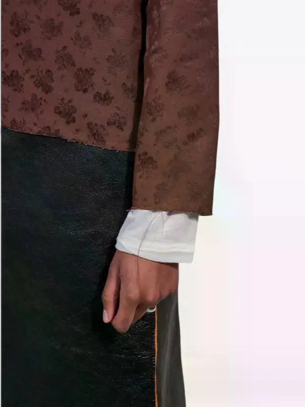 CAMIEL FORTGENS Floral-pattern Raw-edge Top - Brown