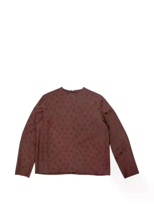 CAMIEL FORTGENS Floral-pattern Raw-edge Top - Brown