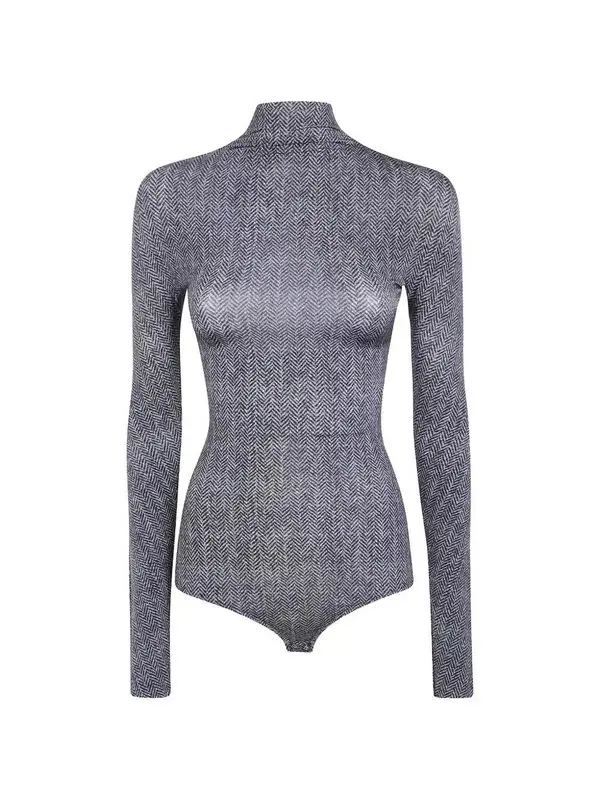 MAISON MARGIELA Herringbone-print Long-sleeve Bodysuit