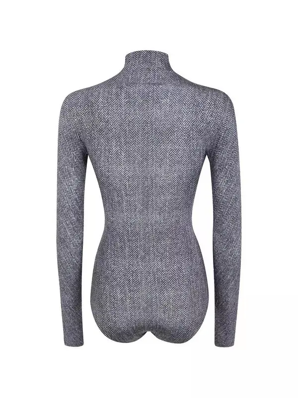 MAISON MARGIELA Herringbone-print Long-sleeve Bodysuit