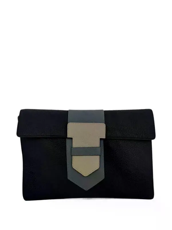 Delvaux Late 2010s Textured Leather Clutch Bag - Blue
