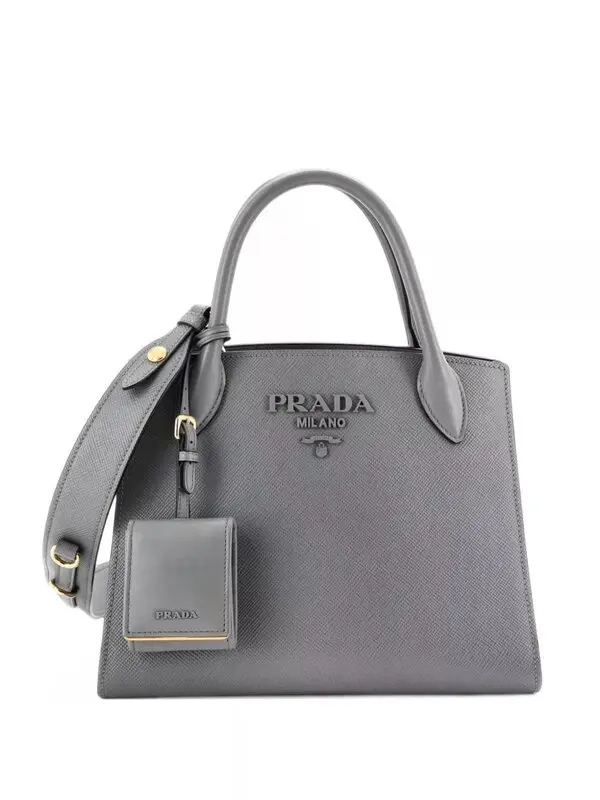 Prada Monochrome Saffiano With City Calf Small Tote Bag