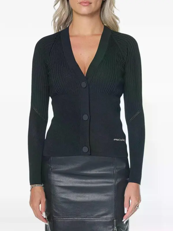 Armani Exchange Ribbed-knit V-neck Cardigan - Black