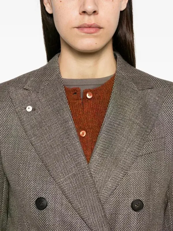 LUIGI BIANCHI MANTOVA Herringbone Double-breasted Blazer
