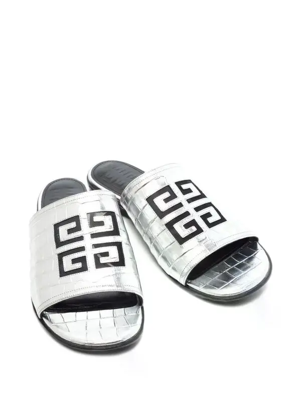Givenchy 4g Croc-embossed Slides