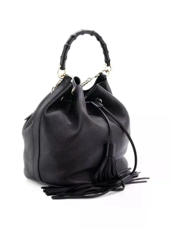 Gucci Miss Bamboo Leather Medium Bucket Bag