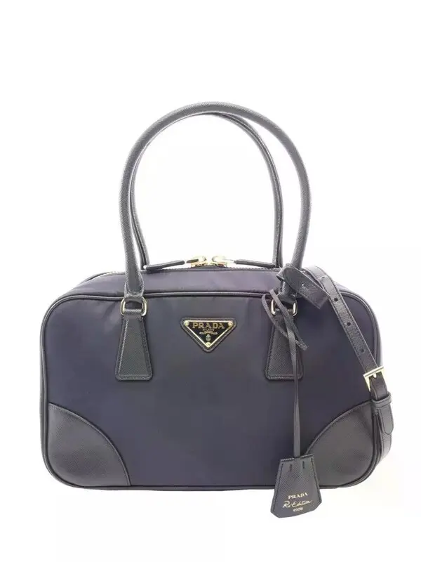 Prada 2013-2026 Medium Saffiano Trimmed Re Nylon Re Edition 1978 Handbag Satchel - Blue