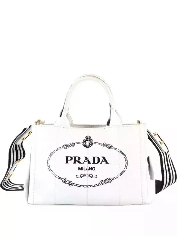 Prada Canapa Convertible Canvas Mini Tote Bag