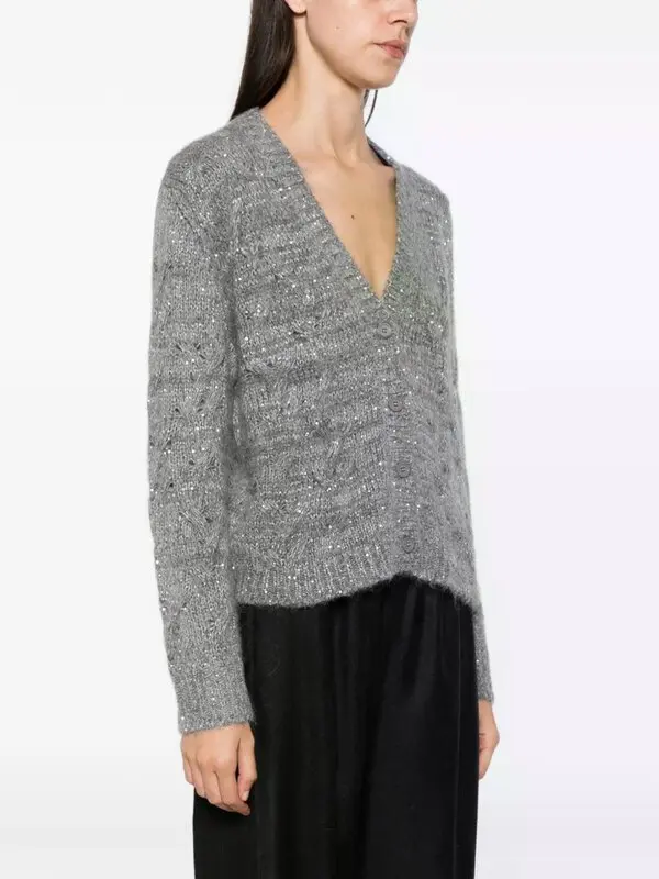 Fabiana Filippi Sequin-embellished Cable-knit Cardigan