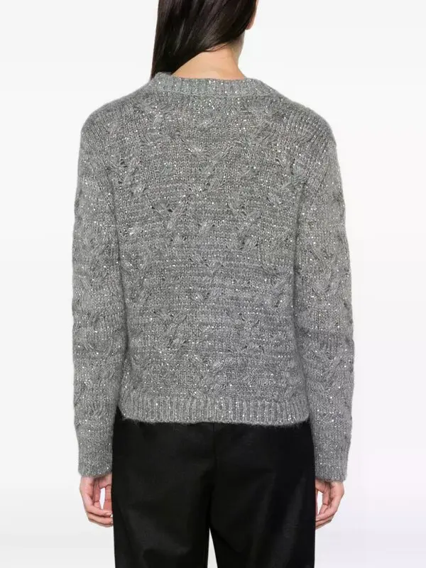 Fabiana Filippi Sequin-embellished Cable-knit Cardigan