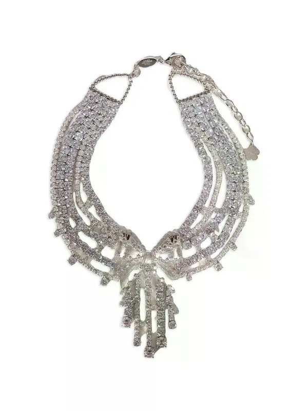 SHUSHU/TONG Crystal-embellished Bow Necklace - Silver