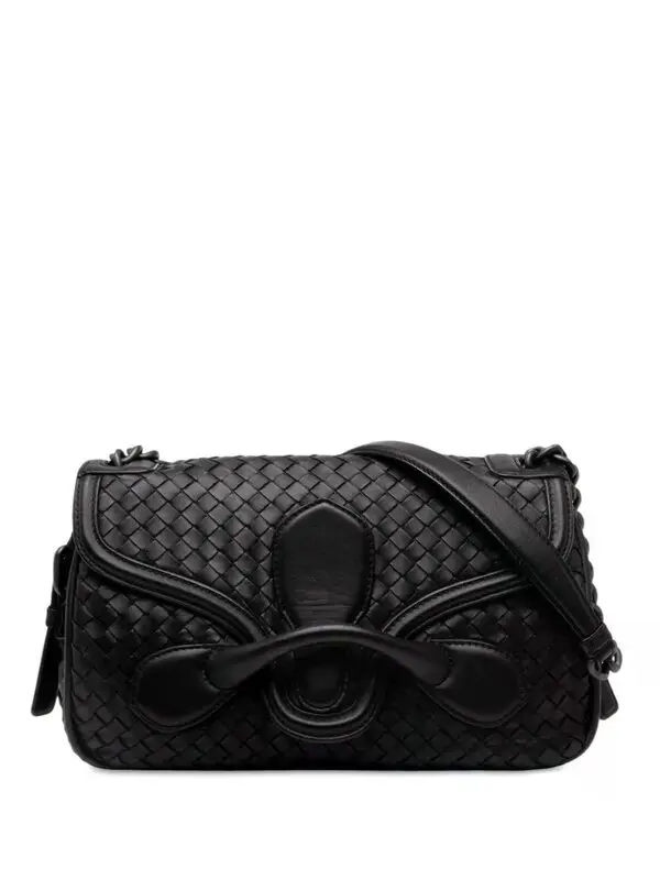 Bottega Veneta 2012-2026 Nappa Intrecciato Rialto Shoulder Bag - Black