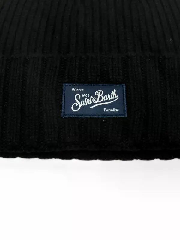 MC2 SAINT BARTH Sheldon Logo-patch Ribbed-knit Beanie Hat