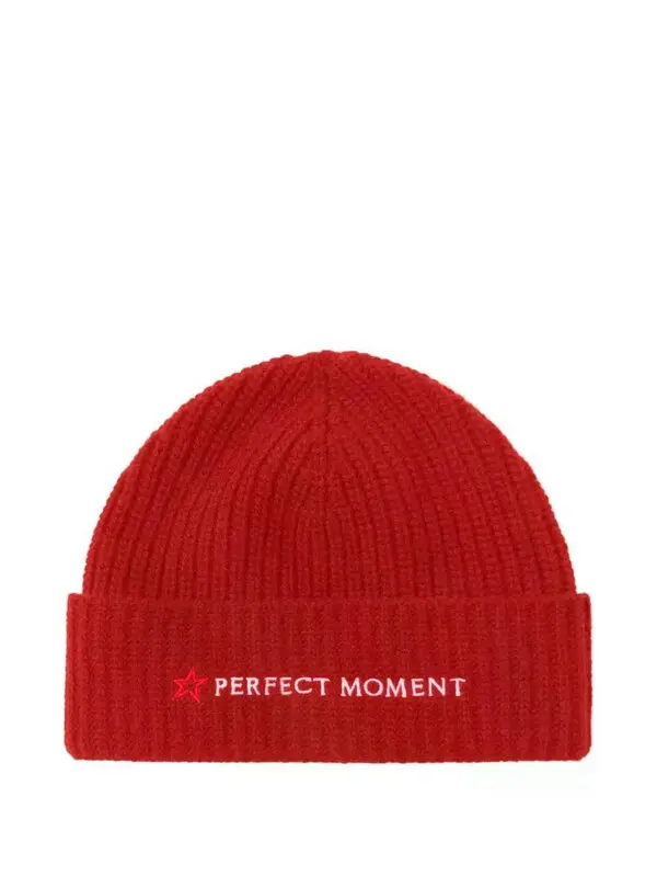 Perfect Moment Logo-embroidered Ribbed Beanie Hat - Red
