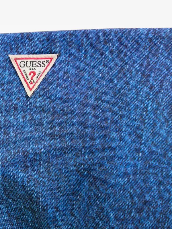 Guess Denim-print Side-tie Bikini Bottoms