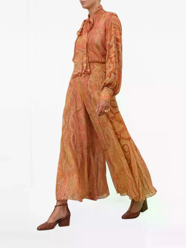 Zimmermann Tranquillity Paisley-print Trousers - Orange
