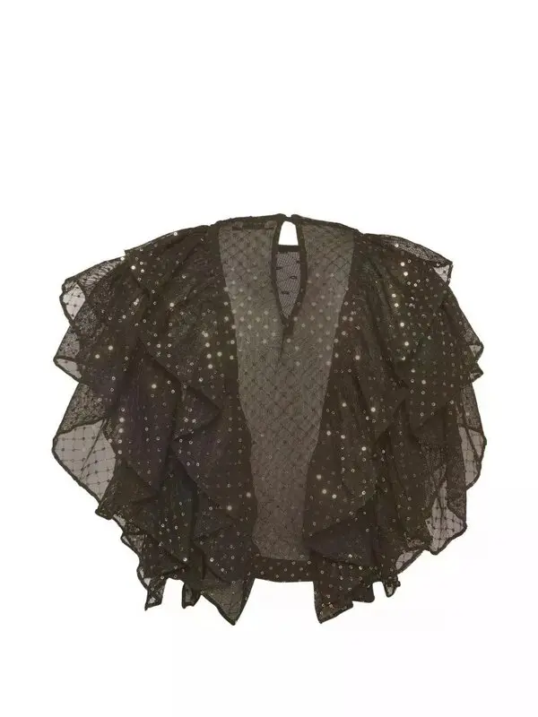 Sandro Ruffled Embellished Crop Top
