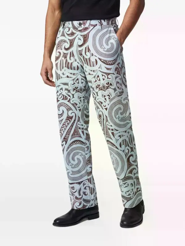 Versace Graphic-print Straight-leg Trousers
