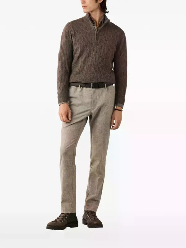 HACKETT  Cable-knit Quarter-zip Sweater