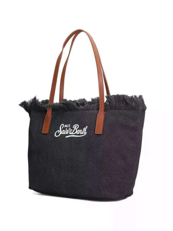 MC2 SAINT BARTH City Fringed Logo-embroidered Tote Bag - Grey