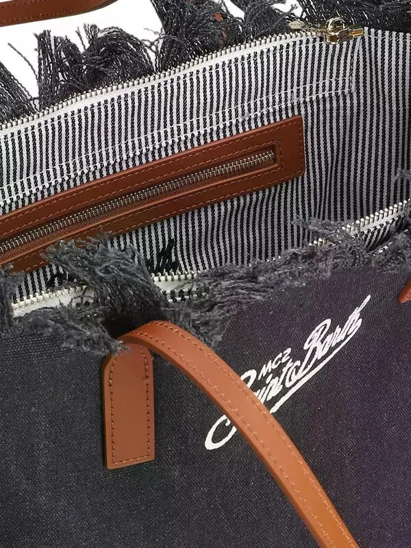 MC2 SAINT BARTH City Fringed Logo-embroidered Tote Bag - Grey