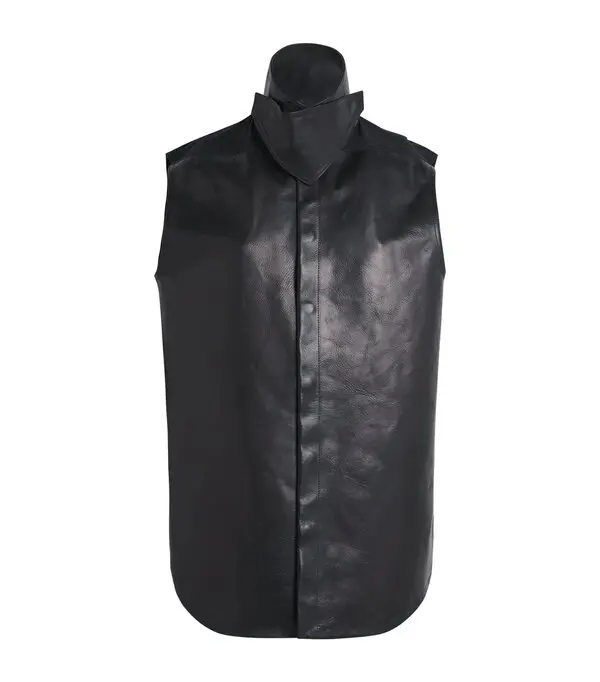Rick Owens Leather Sleeveless Throat-latch Shirt