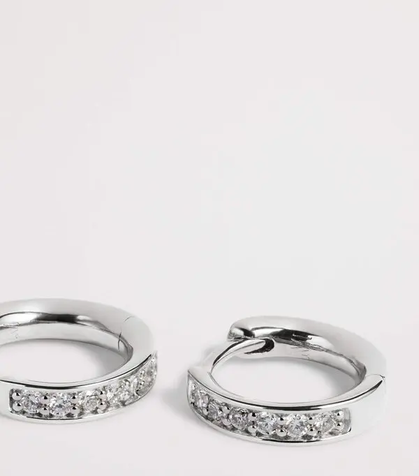 Monica Vinader Sterling And Diamond Essentials Huggie Earrings