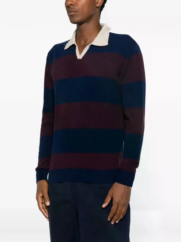 IN THE BOX Striped Polo-collar Sweater