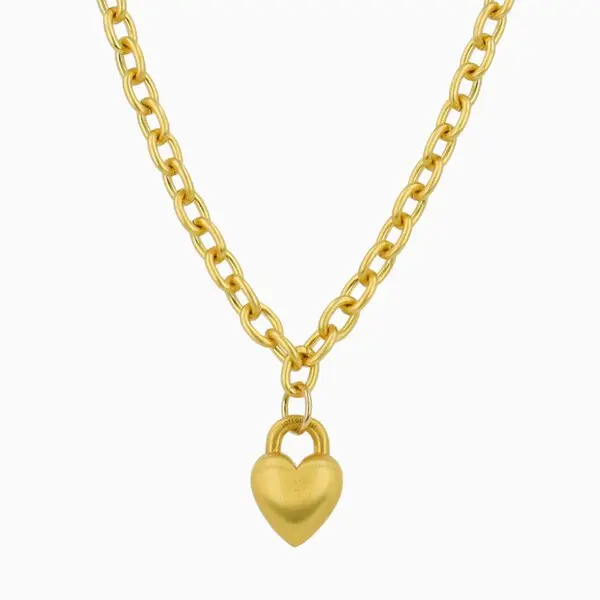 LOTT. GIOIELLI Link Love W/ Heart Necklace S Valen - Gold