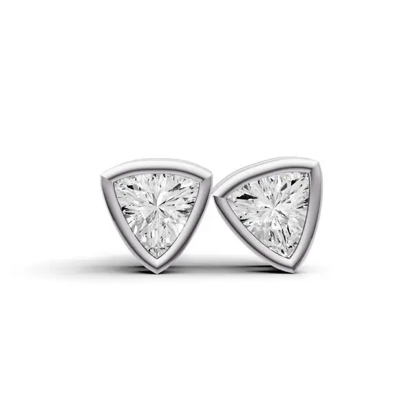 SEREIA OFFICIAL Studs Earrings 14k Gold 1 Ct Trillion Bezel Solitaire White Gold - Silver