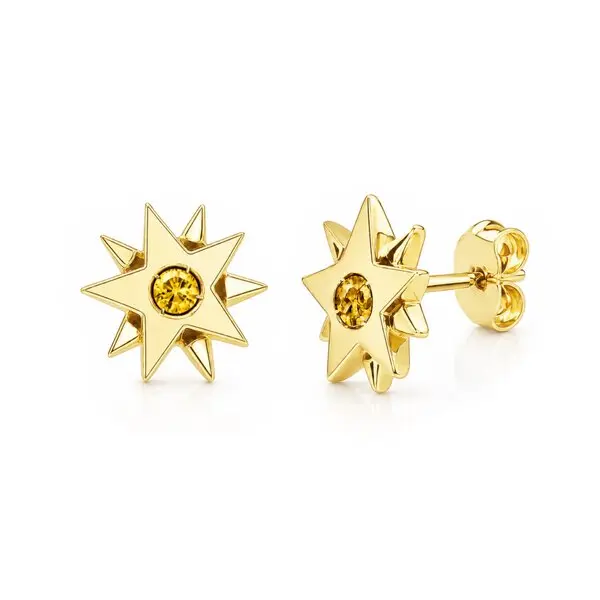 UNALOE Yellow Quartz Star Stud Earrings – Gold Vermeil - Gold/yellow
