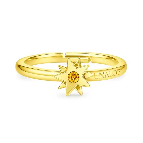 UNALOE Yellow Quartz Star Statet Ring – Gold Vermeil