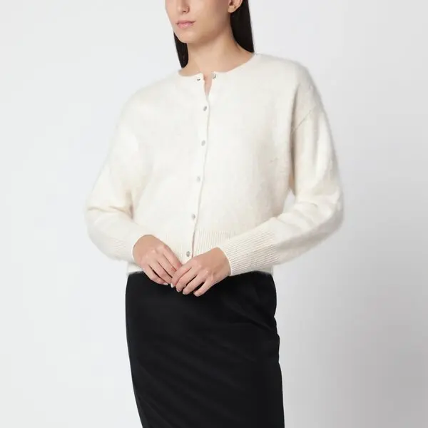 Almada Label Coco Vanilla Cardigan In Brushed Cashmere - White
